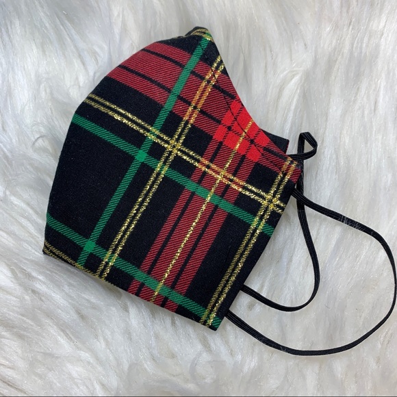 Accessories | Plaid Fitted Face Mask Reversible With Filter | Poshmark